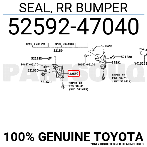 5259247040 Genuine Toyota SEAL, RR BUMPER 52592-47040 | eBay