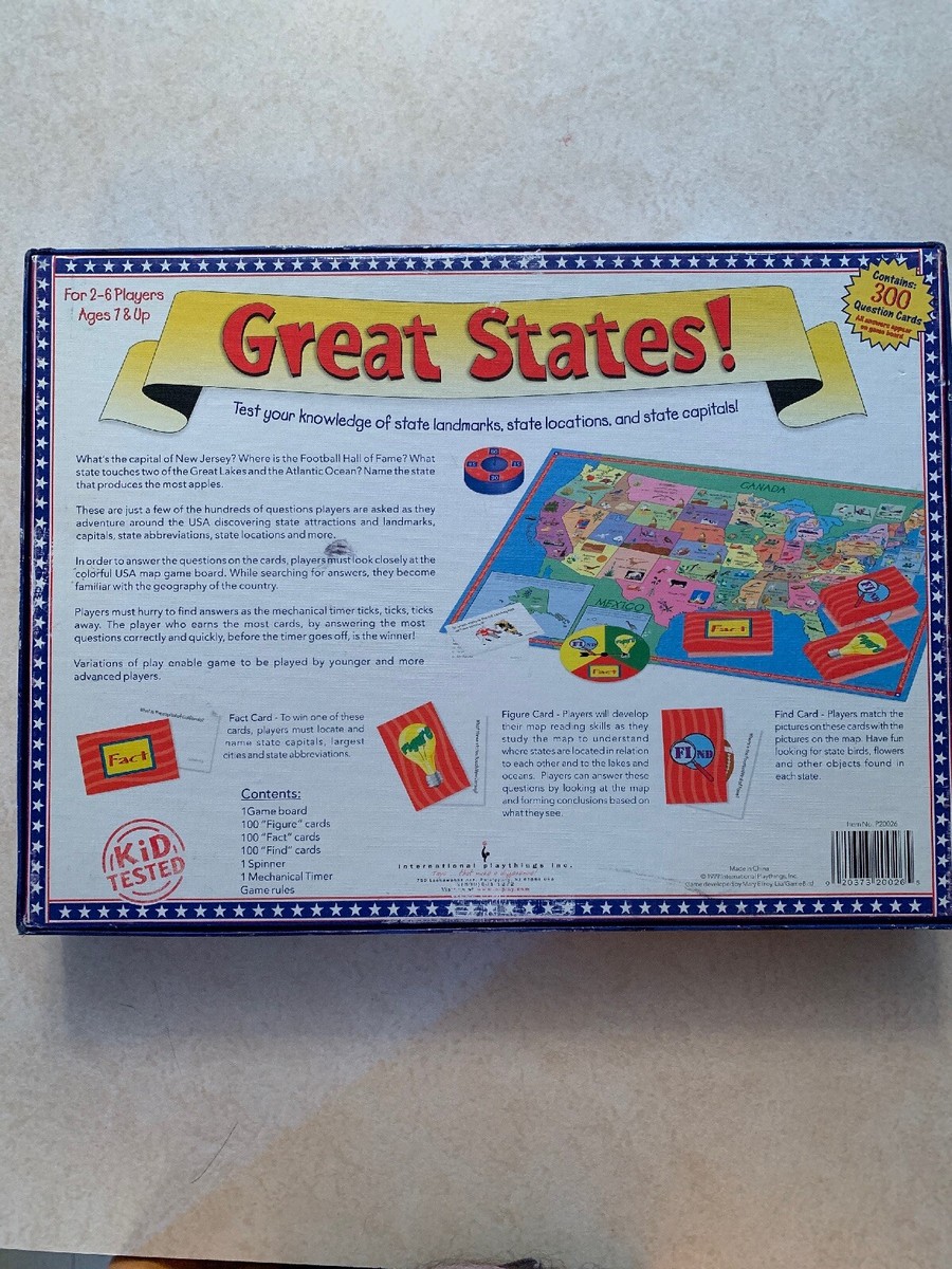 Great States Cards State Game Great States Board Game 1999 Award