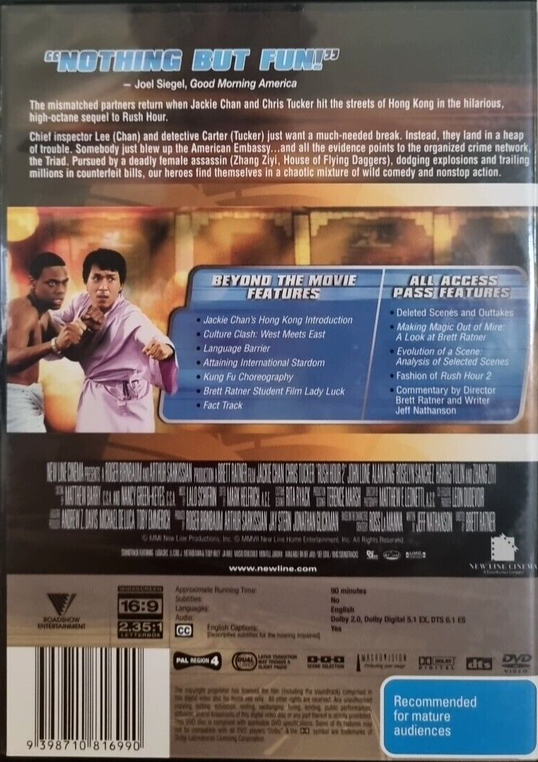 Rush Hour 2 (DVD, 2008) Jackie Chan, Chris Tucker, Region 4 PAL - Like ...