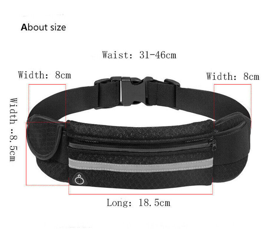 Zipped Running Belt Sports Jogging Phone Keys Mobile Money Bum Bag ...