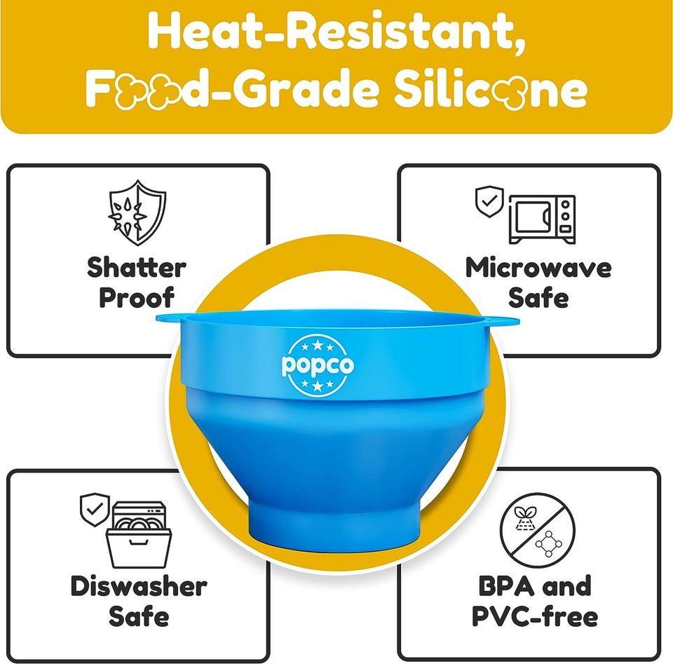 The Original Popco Silicone Microwave Popcorn Popper with Handles - Red ...