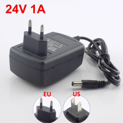 AC/DC 24V 1A Power Supply Adapter Wall Charger Transformer Plug led ...