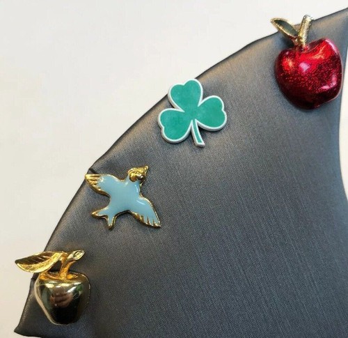 Vintage tiny Lot Of 4 Lapel Hat Pins Red Enameled Apple, Clover ...