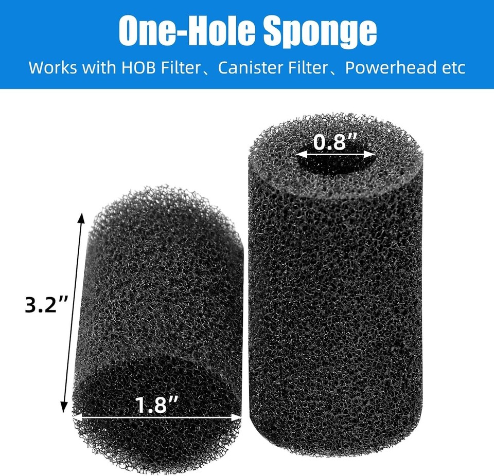 6-Pack Pre-Filter Sponge for Aquarium Shrimp Fry Fish Tank Filter 0.8 ...
