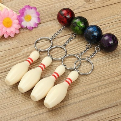 BOWLING PIN 3" & 1" BALL Key Rings Choice of Ball Color keychain | eBay