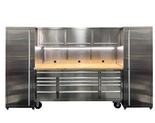 3M Stainless Steel ToolBox Workbench Rolling Cabinet with 2 Tall ...