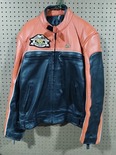 TexPort Orange/Black Motorcycle Jacket w/Harley Patch/Pin in Medium ...