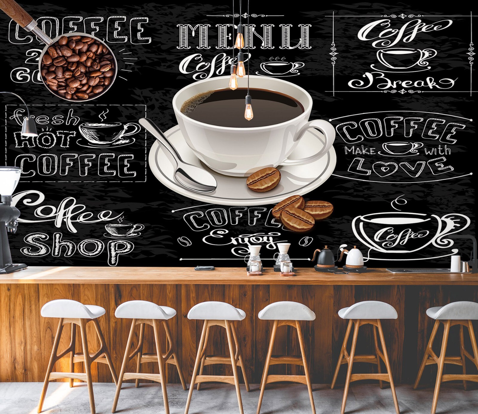 3D Heißer Kaffee M4609 Geschäft Tapete Wandgemälde Selbstklebend Handel ...