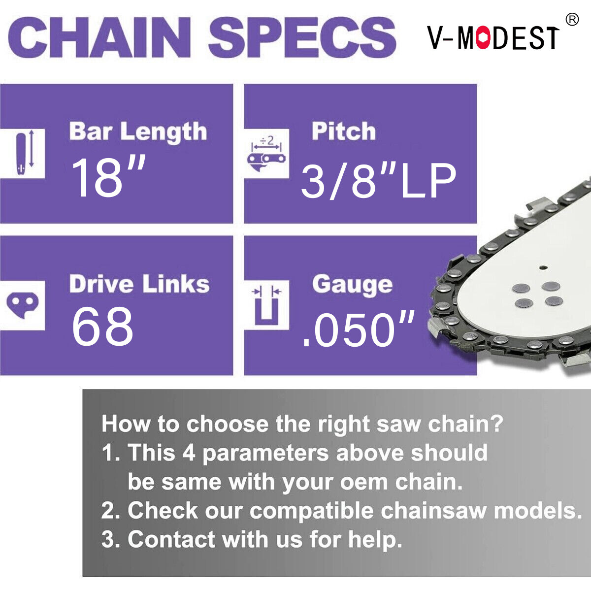 18''Chainsaw Chain For Poulan PP4818A Oregon Stihl Husqvarna 3/8''LP ...