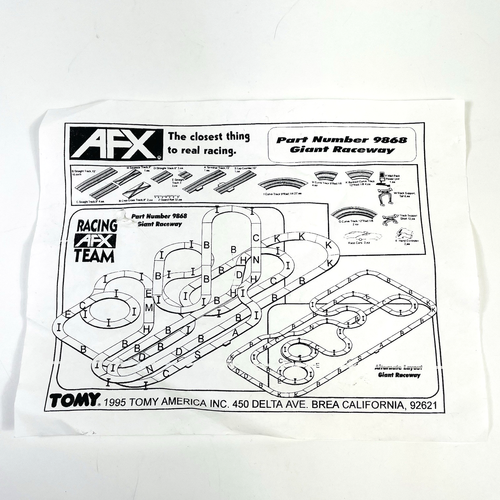 AFX Giant Raceway by Tomy America Inc Slot Car Track #9868 Track Layout ...