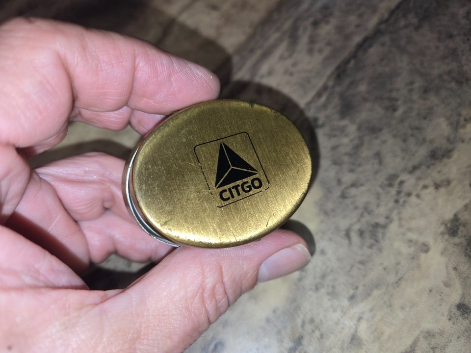 VTG 2" OVAL GOLD TONED METAL CITGO GAS STATION PETROLEUM PILL BOX W/ CLASP HINGE | eBay