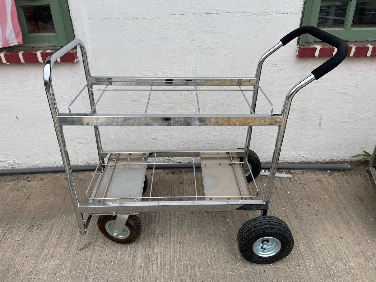 Charnstrom Medium Double Decker Frame Mail Room Cart with Casters and ...