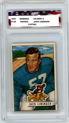 1951 Bowman #135 Jack Lininger Rookie Card AGC 6 Ex-Mint Detroit Lions ...
