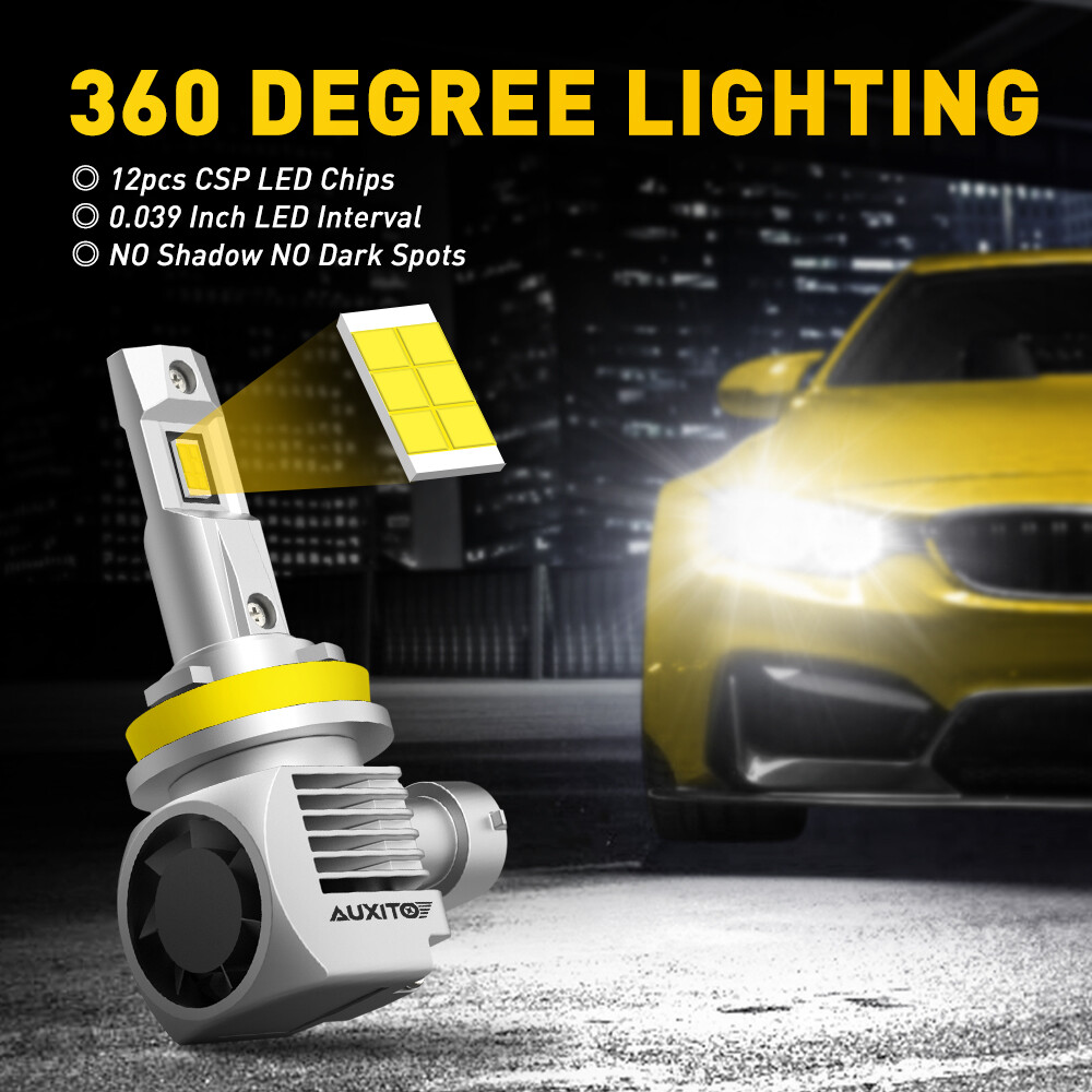 2PCS of H11 H8 H9 LED Headlight Bulbs Kit 6000K Globe High/Low Beam ...