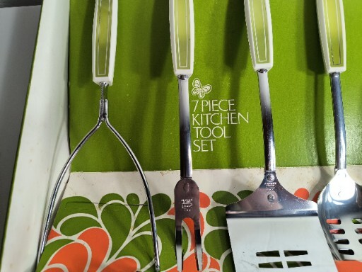Ecko Caprice Kitchen Utensil Set Vintage NOS Green Handle Mid Century W ...