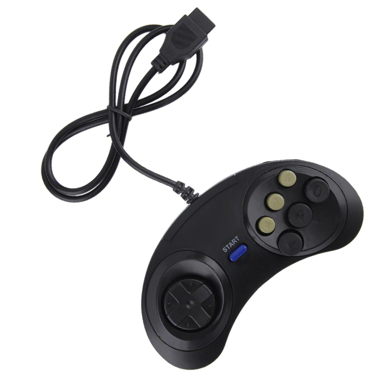 2X 6 Button Game Pad Controller For SEGA Genesis Black Old School ...