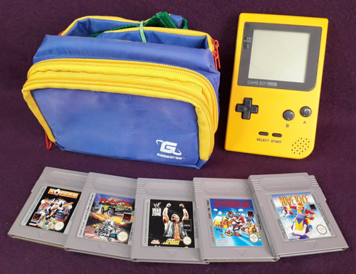 NINTENDO GAMEBOY POCKET YELLOW CONSOLE & GAMES BUNDLE GC TESTED INC ...