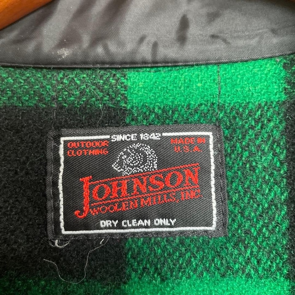 Johnson Woolen Mills Mackinaw Cruiser Buffalo Check Green Black M 100% ...