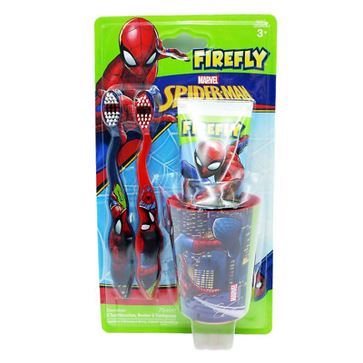 FIREFLY DENTAL VALUE SET SPIDER MAN 2 X Toothbrush Beaker & Toothpaste ...