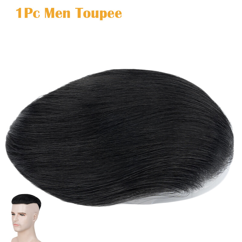 Men Toupee Short 1cm Buzz Cut Remy Virgin Human Hair Skin PU Bald Head ...