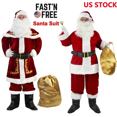 Complete Deluxe Santa Costume for Men Santa Claus Suit M-3XL | eBay