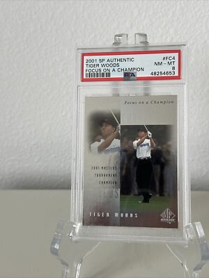 PGA HOF Tiger Woods 2001 RC Upper Deck SP Rookie Card #FC4 Insert PSA 8 ...