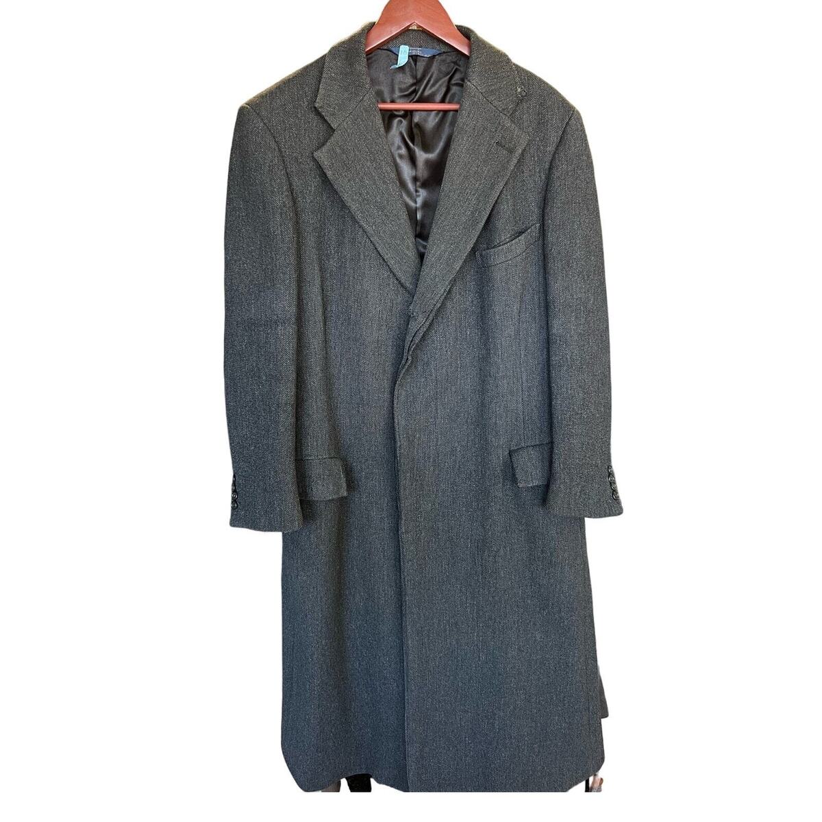 Vintage Polo Ralph Lauren Herringbone Wool Trench Coat, Size Vintage Polo Ralph Lauren Herringbone Wool Trench Coat, Size