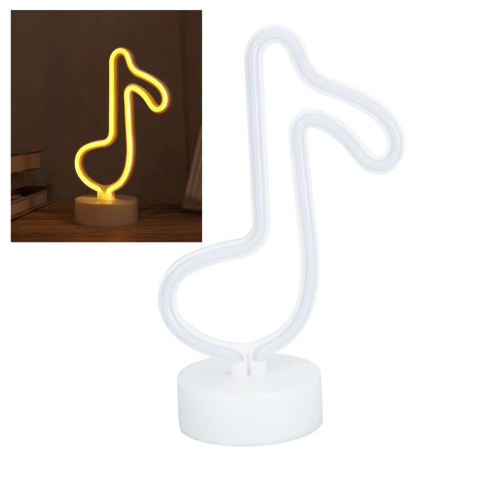 Musical Note Shape Neon Sign LED Neon Light Sign with Holder Base For ...