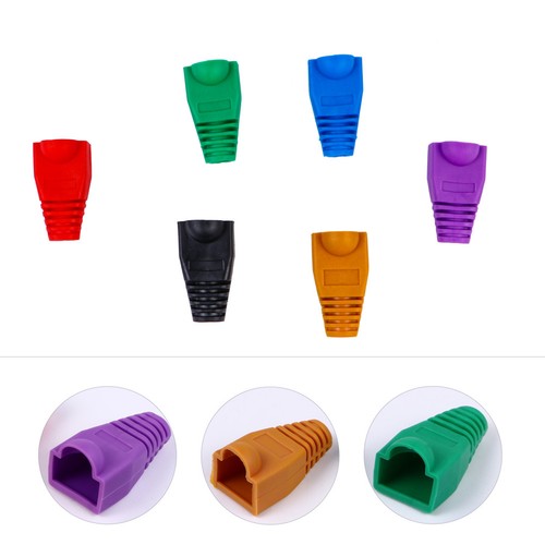100 Pcs RJ45 Ethernet Network Cable Boots Cover Plastic Connect Plug ...