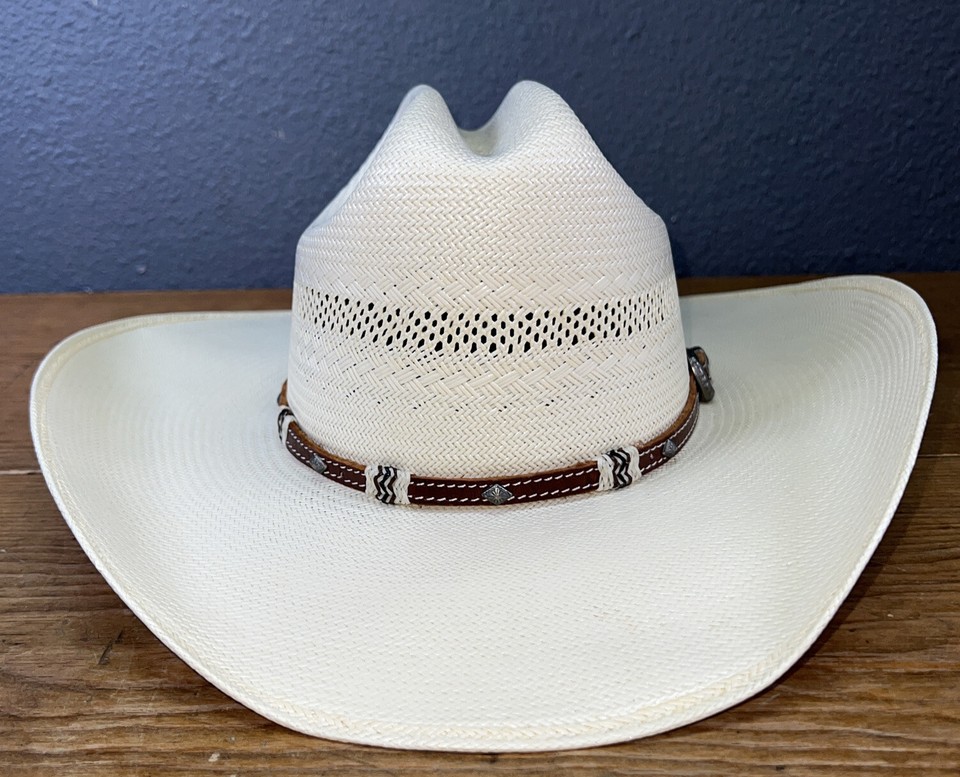 LARRY MAHAN by Milano 10x Straw Western Hat MARSHALL 6 3/4 54 Cavenders ...