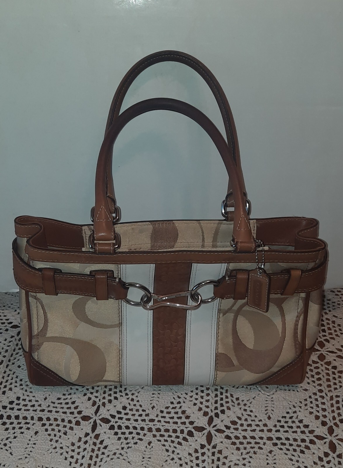 Coach Hampton Signature Canvas Leather Purse Handbag … - Gem