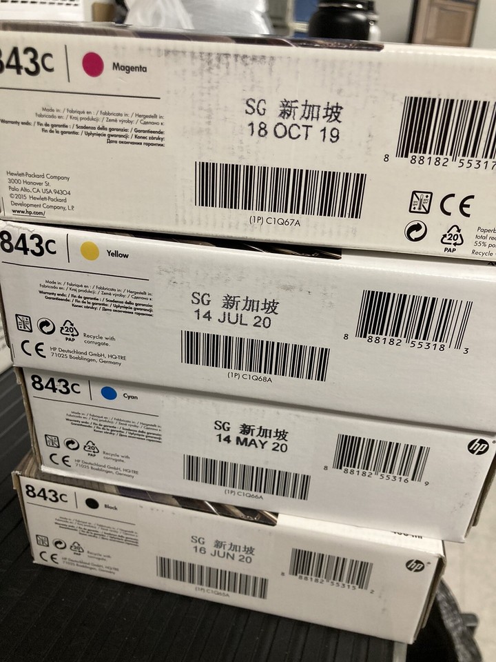 HP 843C )K/C/M/Y) PageWide XL Ink C1Q65A C1Q66A C1Q67A C1Q68A ...