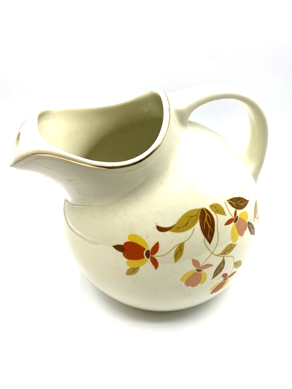 Hall China AUTUMN LEAF Mary Dunbar Jewel Tea Jug BALL PITCHER w Ice Lip ...