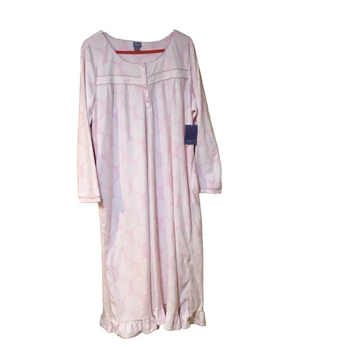 Laura Scott Women’s NIGHTGOWN Long Fleece Sleepwear Pink Floral SZ 2X ...