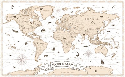 Vintage Cartoon World Map Limited Edition Premium Poster 91x61cm | eBay ...