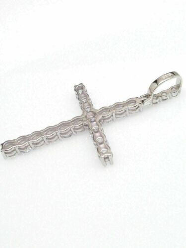 2Ct Round Cut Lab-Created Cross Necklace Pendant FreeChain 14K White ...