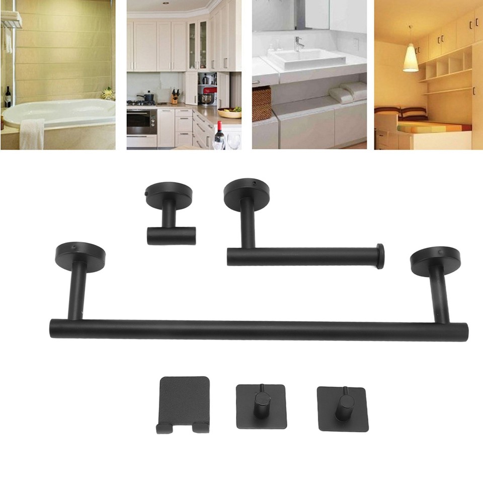Stainless Steel Towel Bar Matte Black Rust Proof Waterproof Bathroom ...