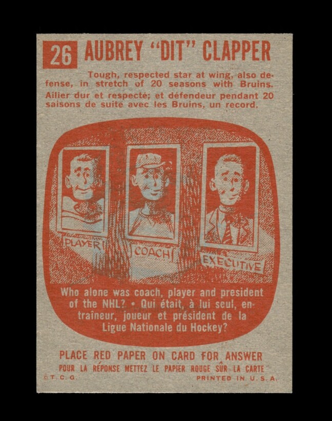 1960-61 Topps Set-Break # 26 Aubrey "Dit" Clapper VG-VGEX *GMCARDS* | eBay