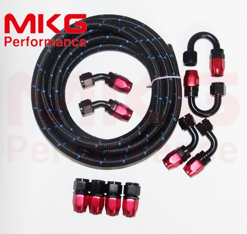 AN6 6AN Steel Nylon Braided Fuel Oil Line Hose End Fitting Adapter 5M ...