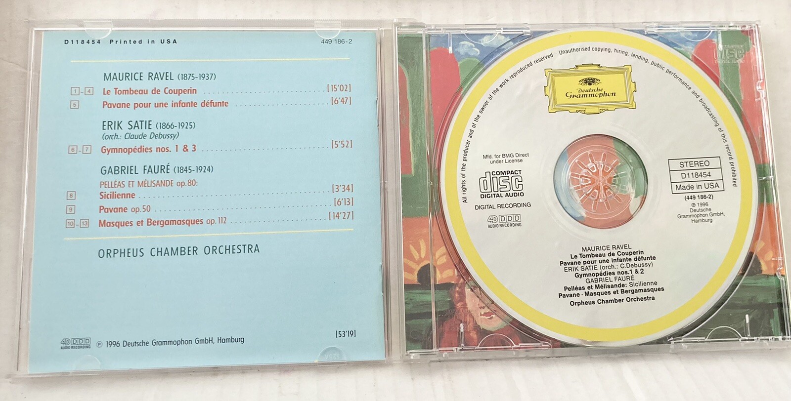 Pavane Ravel Satie Faure CD 1996 Orpheus Chamber Orchestra Deutsche ...