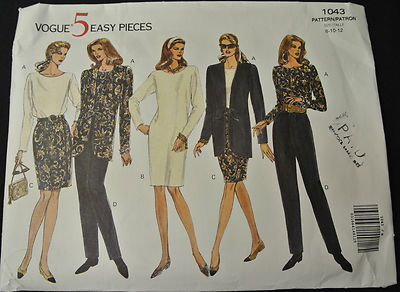 VOGUE PATTERN 1043~5 EASY PIECES~MISSES SIZES 8-10-12 UNCUT~NEW | eBay