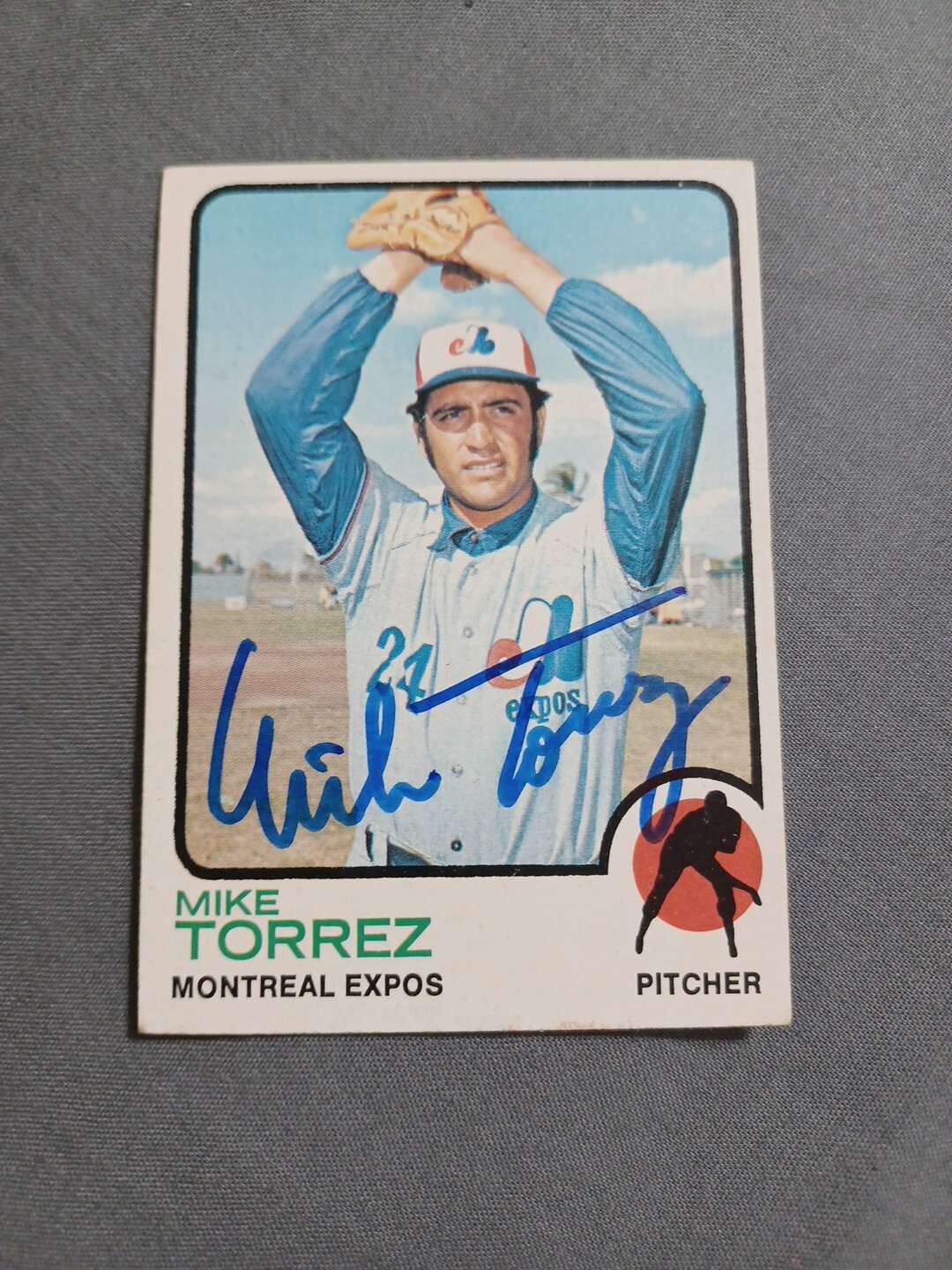 MIKE TORREZ 1973 Topps # 77 autographed signed baseball card EXPOS 73 ...