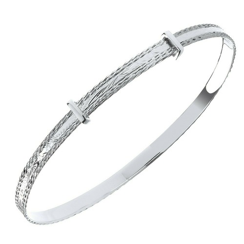 Silver 4mm Expandable Diamond Cut Oval Bangle | eBay Australia