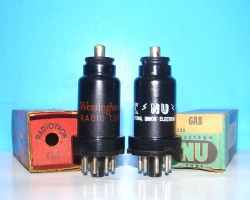 6A8 NOS radio audio amplifier metal vacuum 2 tubes valves tested 6A8GT ...