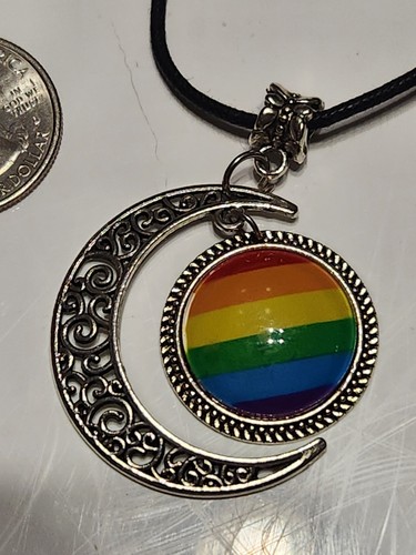 Gay Lesbian Pride LGBT Crescent Moon Charm Pendant Necklace Jewelry ...