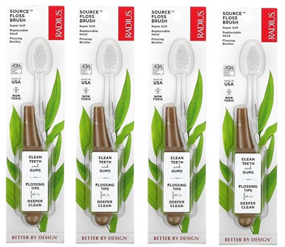 RADIUS Source Floss Brush Toothbrush soft super slimtips Bpa-free Lot ...