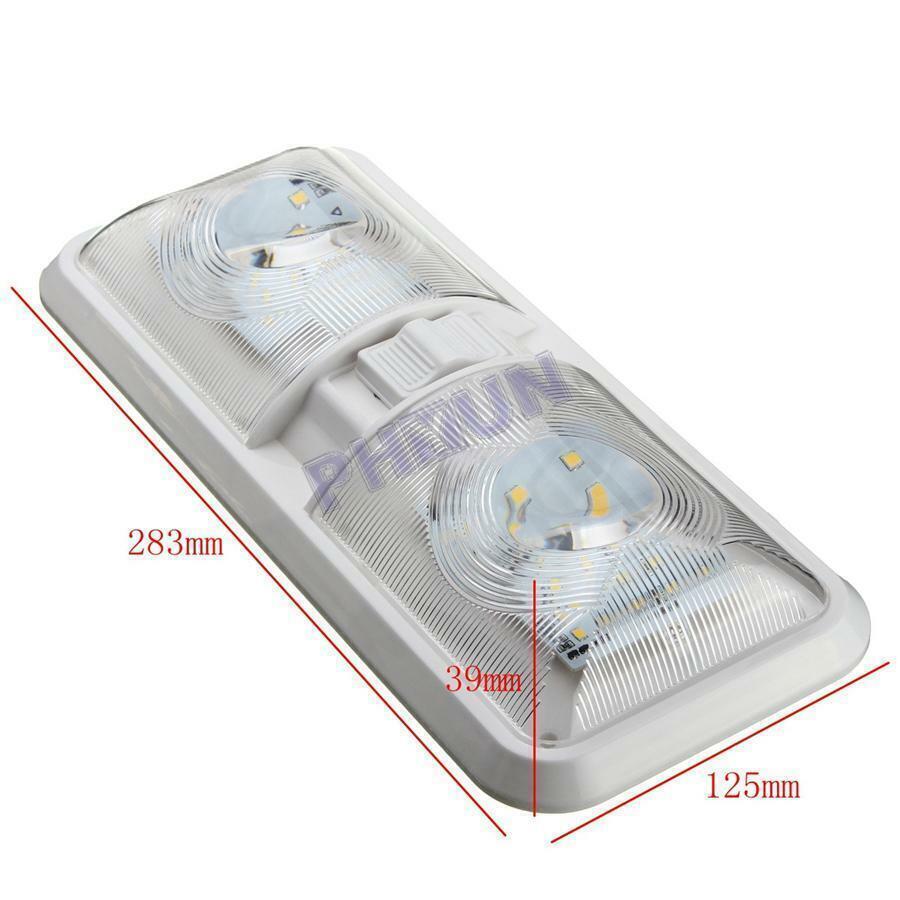 12V 48LED Double Dome Light Cabin Ceiling Lamp For Caravan/Camper ...