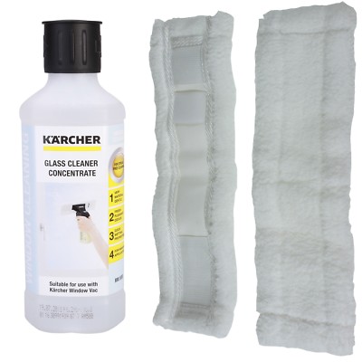 Karcher WV50 500ml Glass Window Cleaner & 2 x Window Vac Cleaning Cloth ...