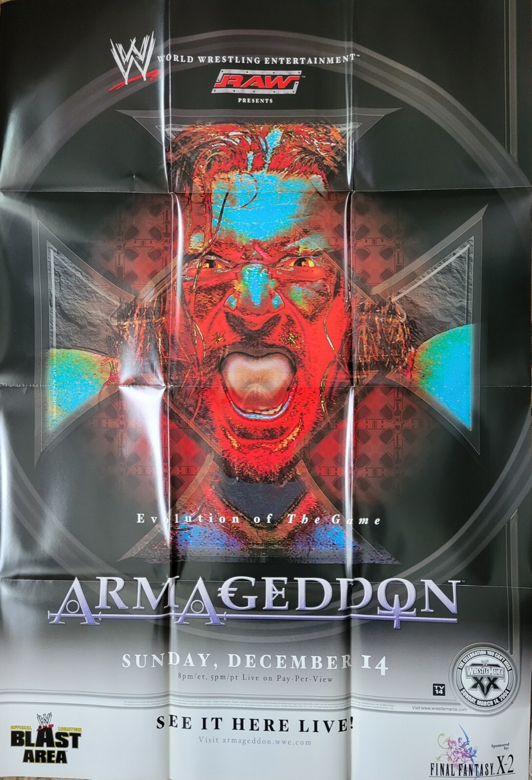 WWE 2003 Armageddon full size 27x40 folded poster features Triple H | eBay
