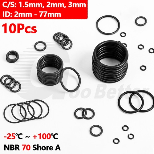 10Pcs Nitrile Rubber O Rings 1.5mm 2mm 3mm Cross Section NBR 70 Seals 2 ...